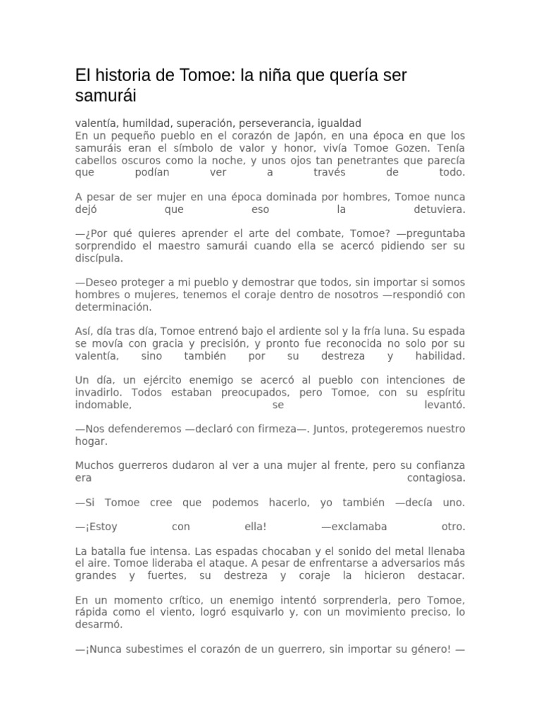 El Historia de Tomoe | PDF | Samurai | Valor