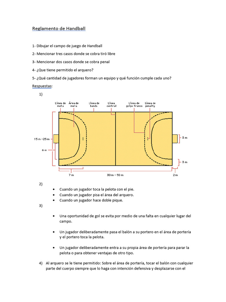 Reglamento y Medidas del Handball | PDF | Deportes | Deportes de equipo
