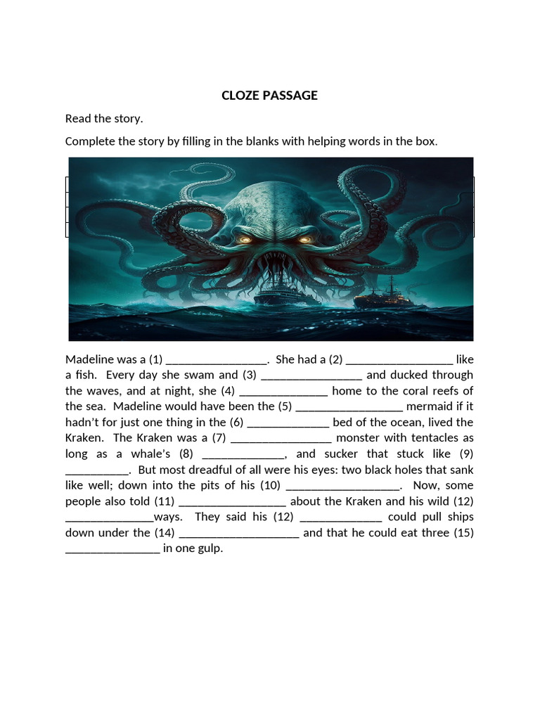 Cloze Passage | PDF | Young Adult | General Fiction