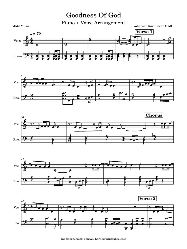 Goodness of God Piano Sheet Music | PDF | Musical Compositions ...
