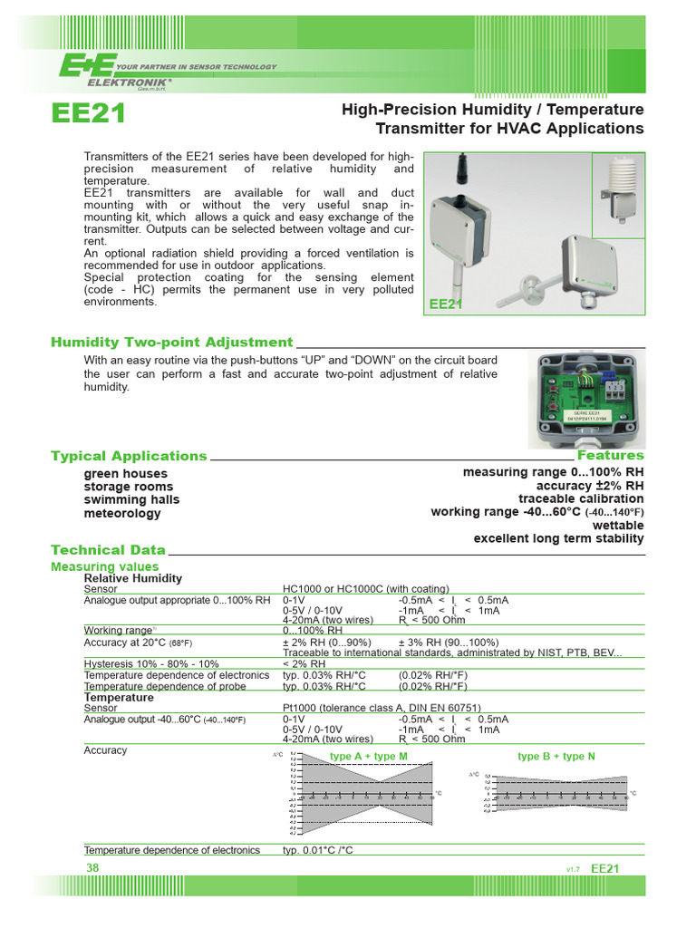 Datasheet EE21 | PDF | Humidity | Sensor