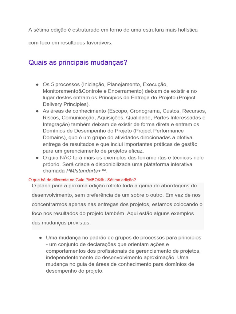 PMBok 7 - Quais As Principais Mudanças | PDF | Informática