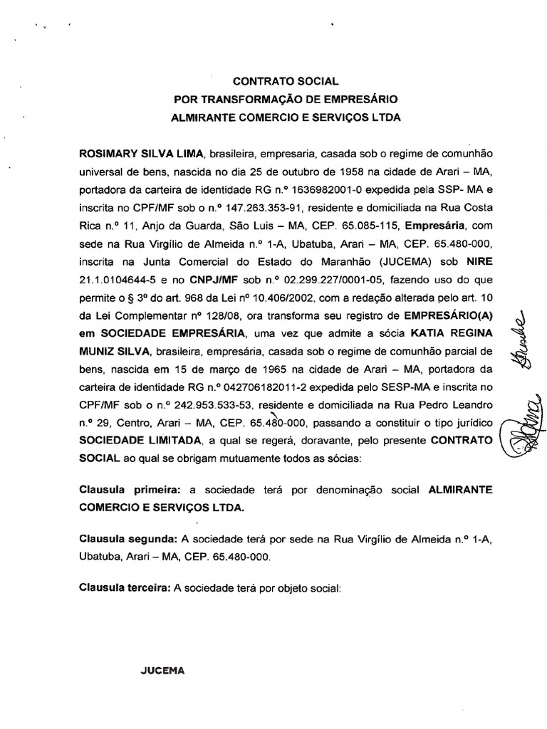 Modelo de Contrato Social | PDF | Business