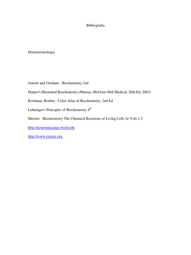 Biochemistry Bibliography References | PDF