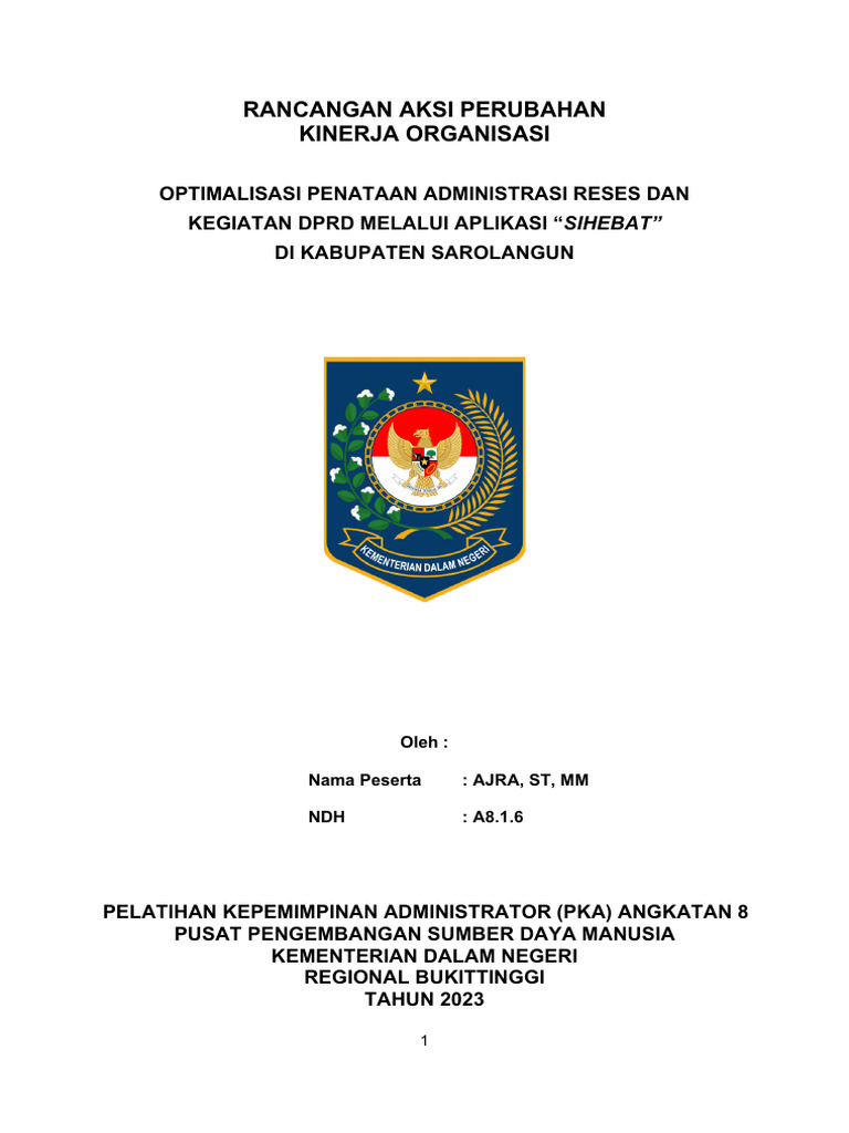 Rap-Aksi Perubahan Pka A8.1.6 (Ajra, ST, MM) | PDF