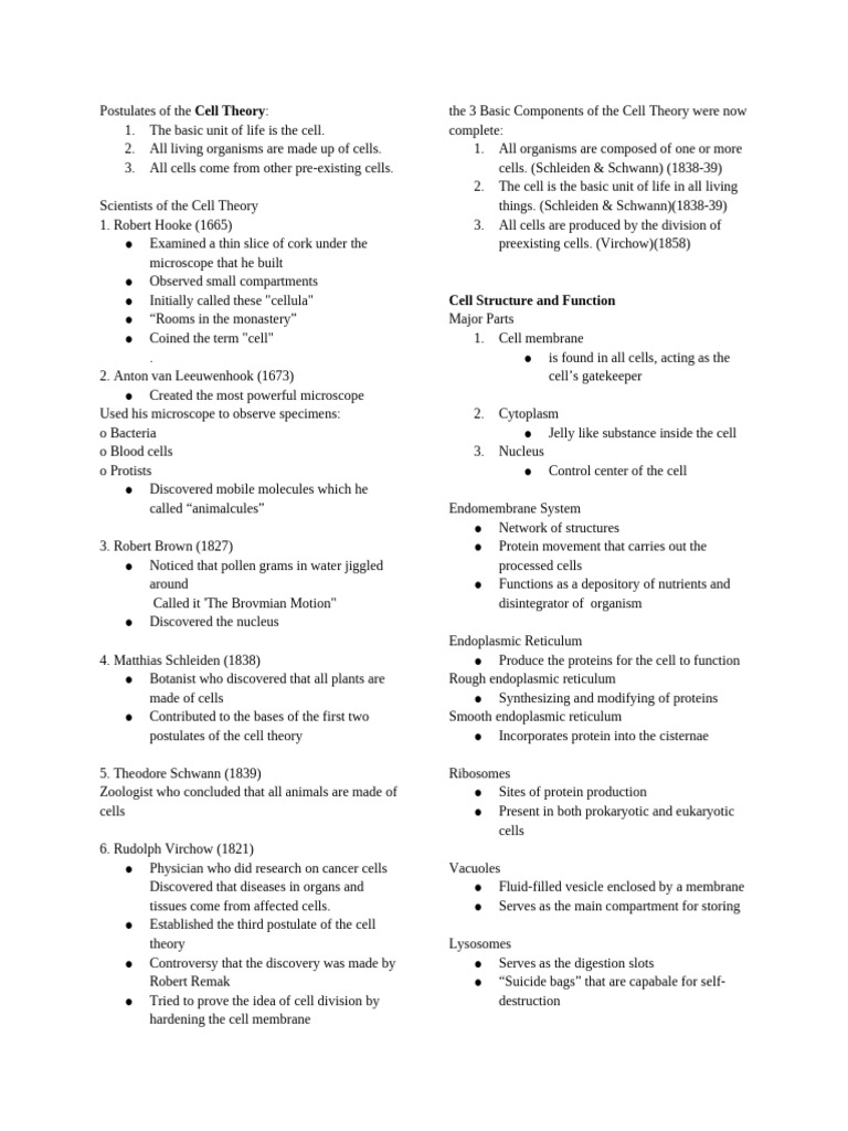 Overview of Cell Theory and Structure | PDF | Meiosis | Cell (Biology)