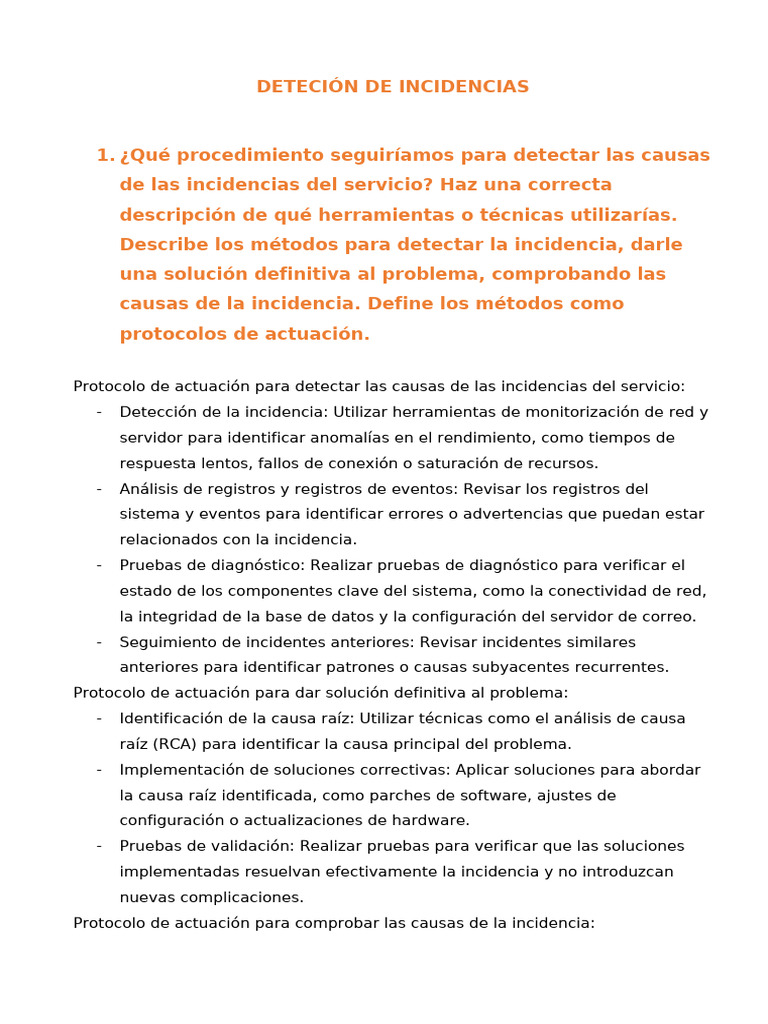 Deteción de Incidencias | PDF | Apoyo | Software