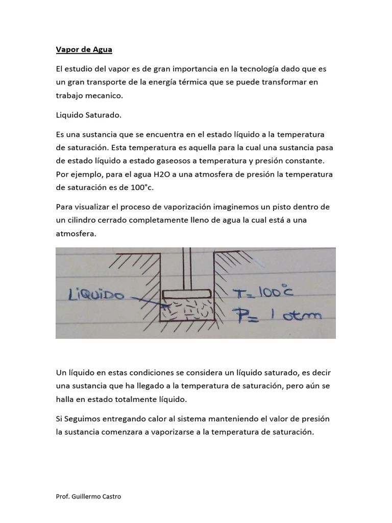 1 - Vapor de Agua - Liquido Saturado. | PDF | Vapor | Líquidos