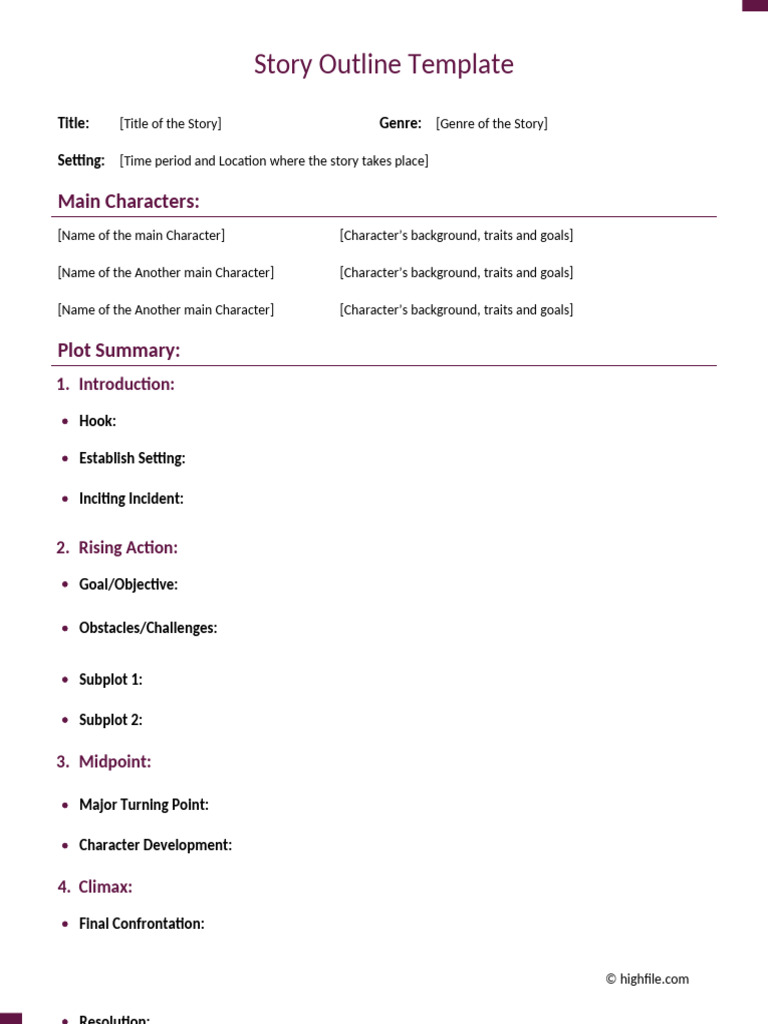 Story Outline Template - Word | PDF
