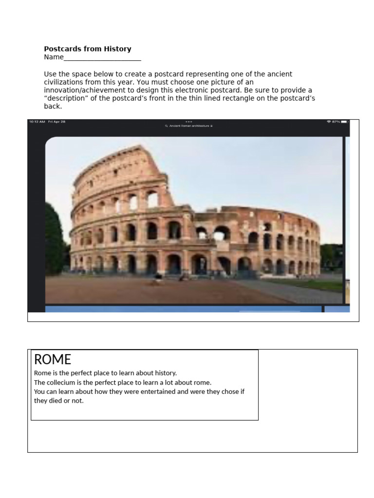 Ancient Civilizations Postcard Project | PDF