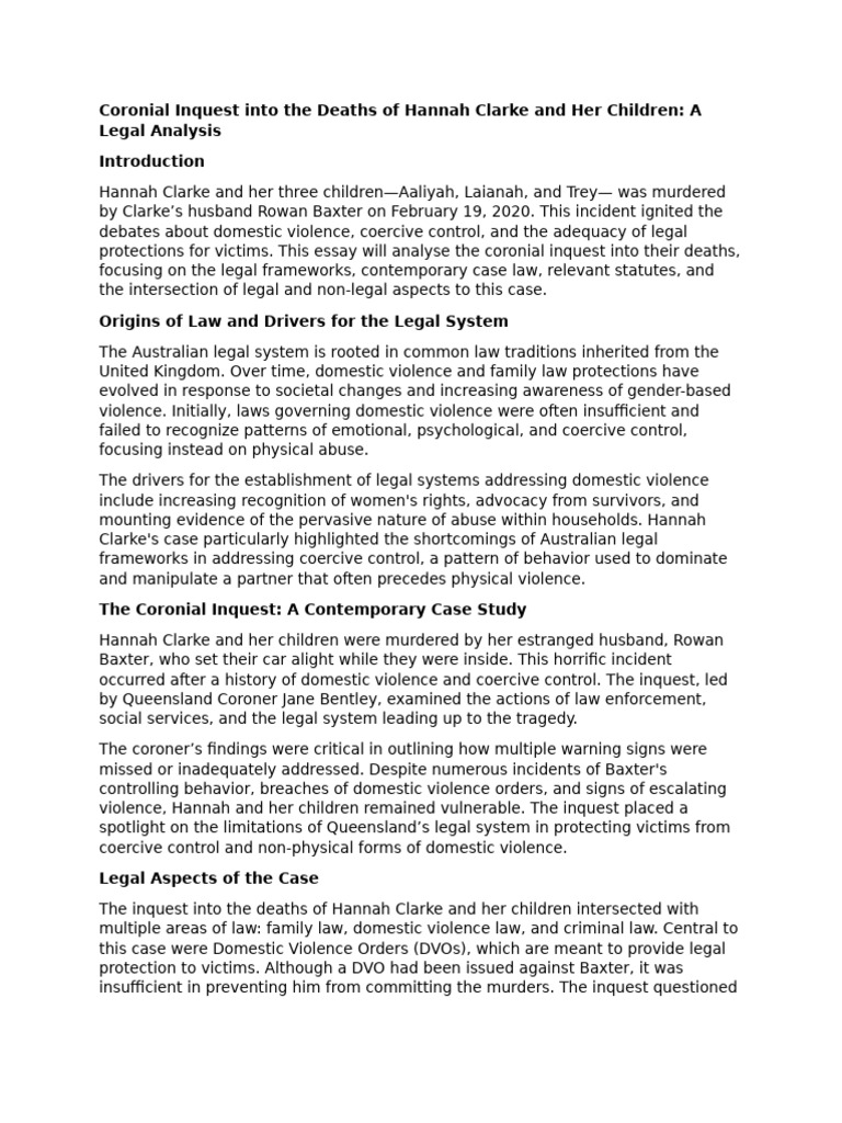 AE 2_ Hannah Clarke Murder Case | PDF | Domestic Violence | Violence