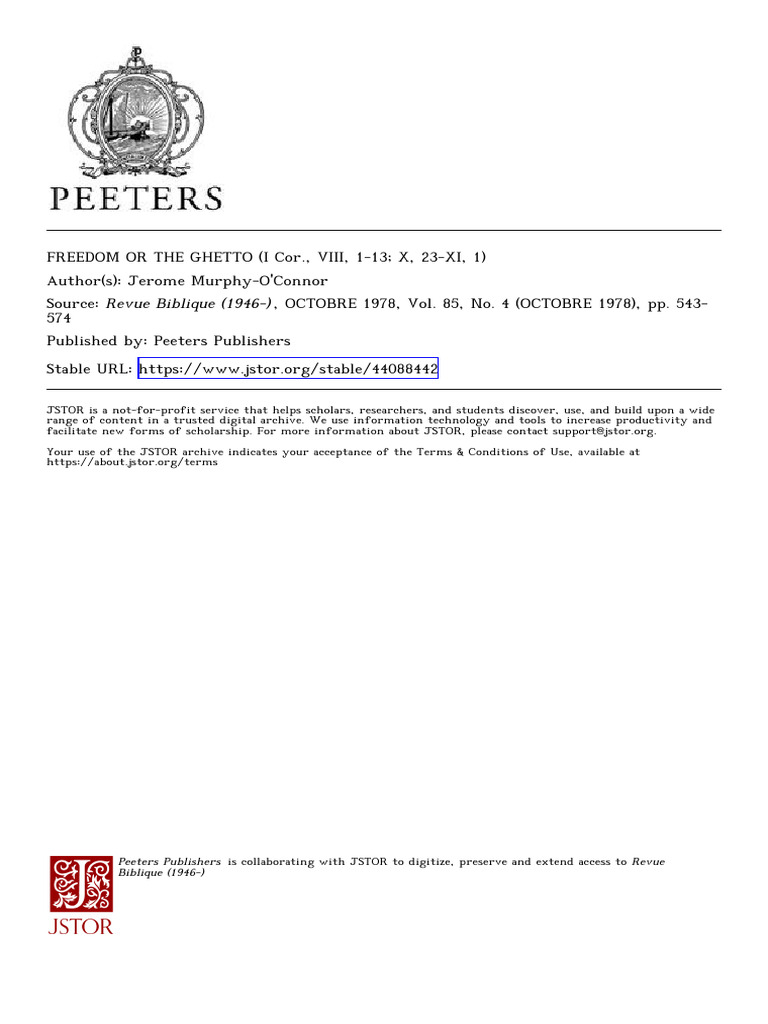 The Freedom or The Ghetto Journal PDF | PDF | Paul The Apostle | Truth