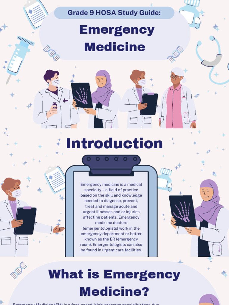 Grade 9 HOSA Study Guide - Emergency Medicine | PDF | Emergency Department | Medicine