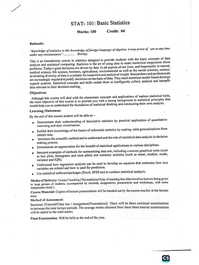 Basic Statistics Chapter 1 | PDF