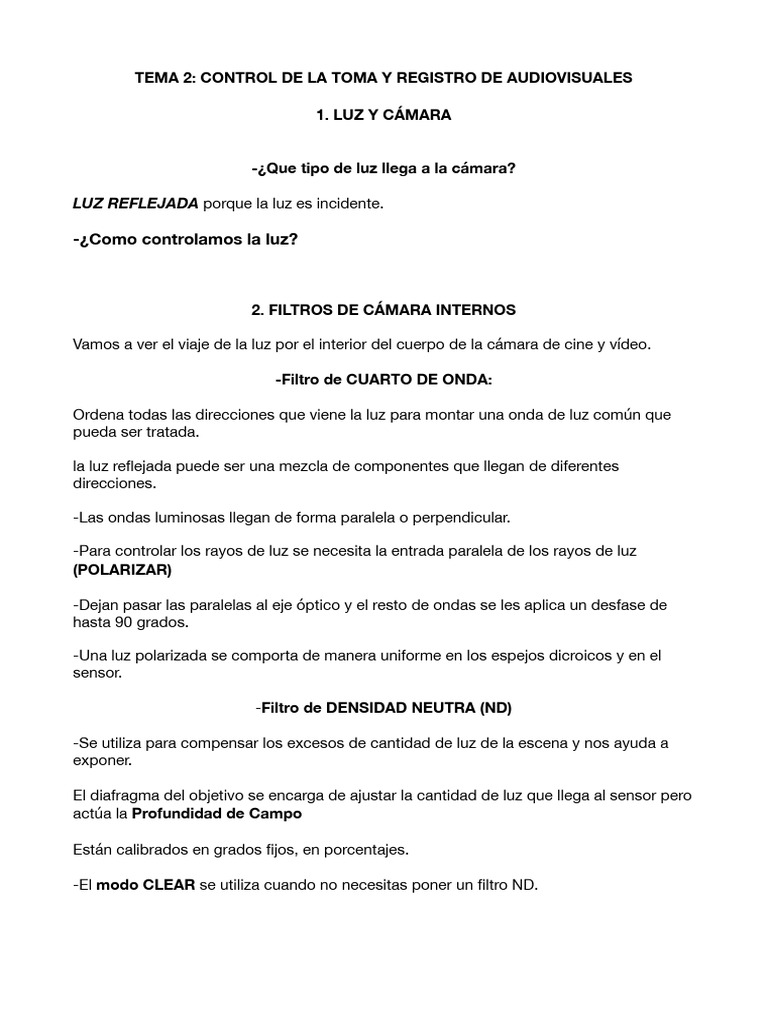 Tema 2 | PDF | Lente de la cámara | Ligero