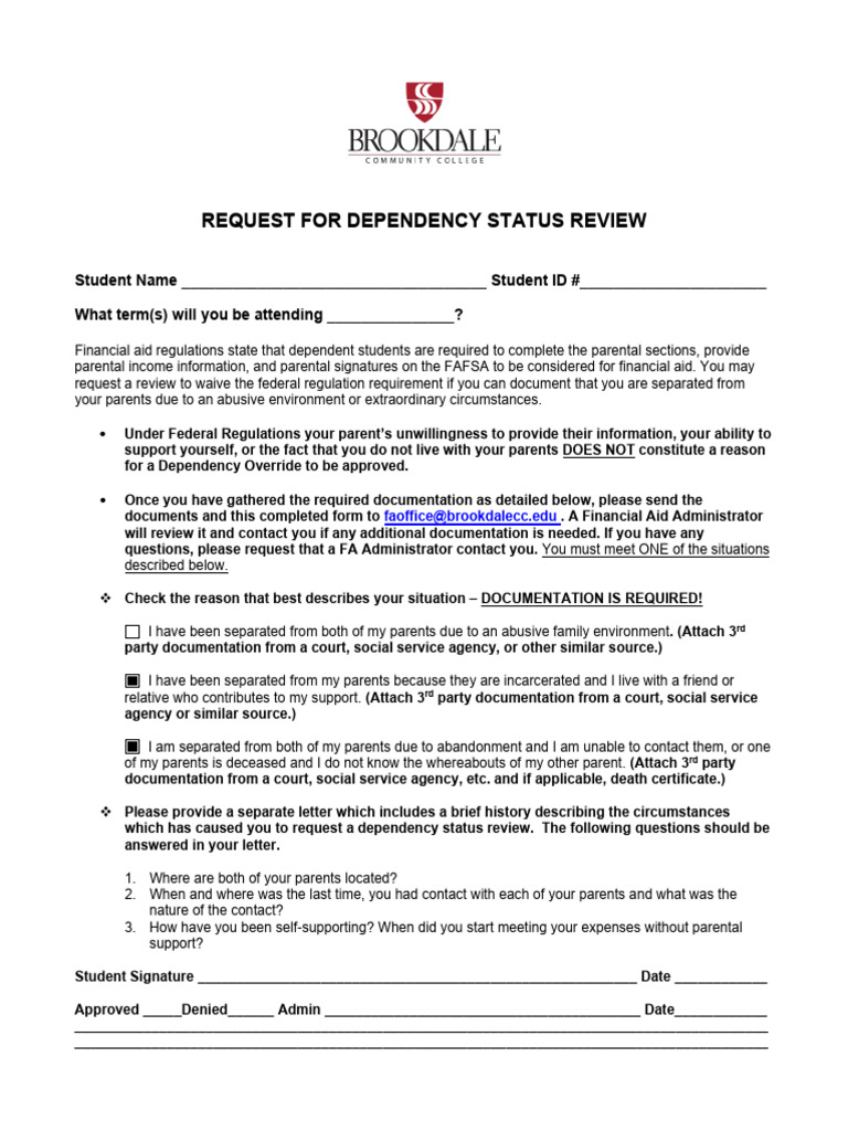 REQUEST FOR DEPENDENCY STATUS REVIEW Typeable PDF | PDF | Government ...