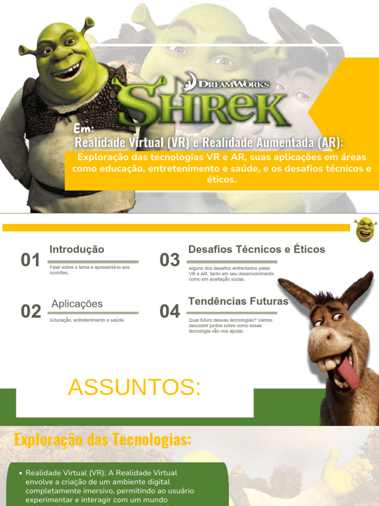 Cópia de Shrek Template Slidesppt - Net.odp | PDF | Realidade virtual ...