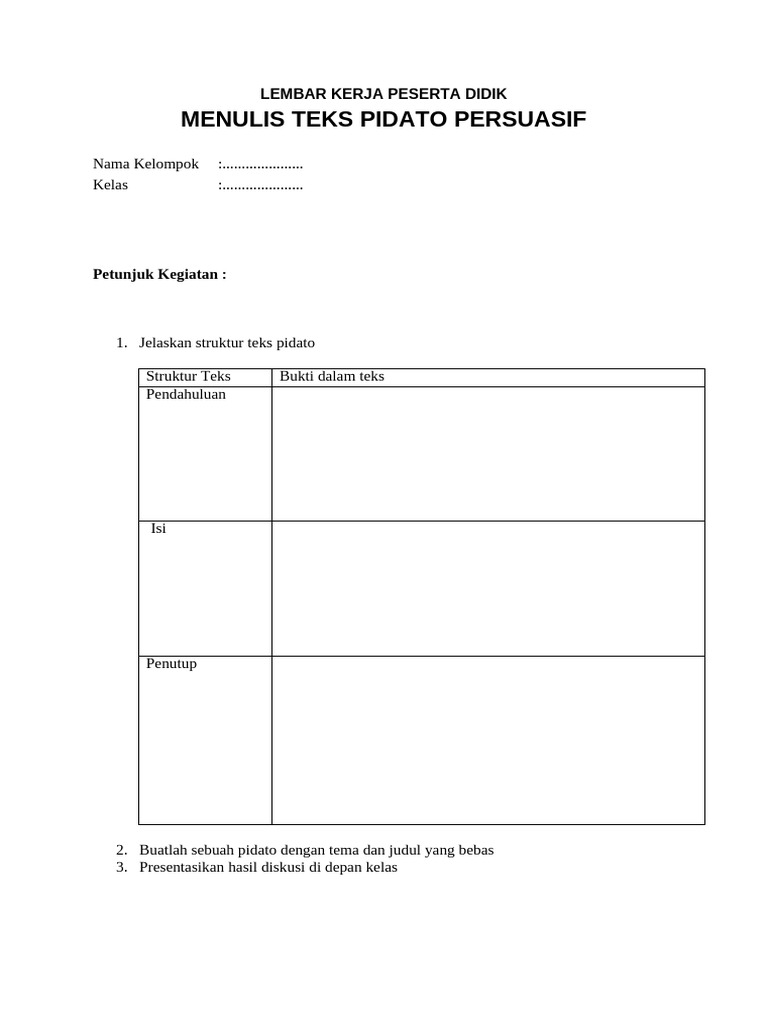 Lkpd-Pidato Bindo | PDF