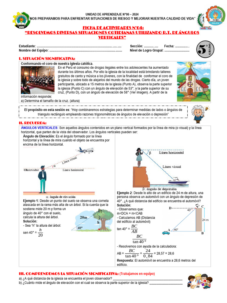 Ficha 4-5to-Ua6-2024 | PDF | Ángulo