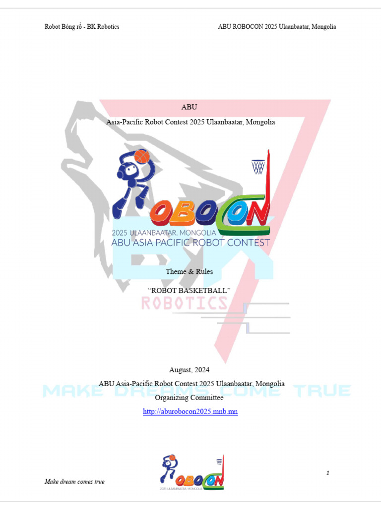 ABU ROBOCON 2025 Rulebook BKR | PDF