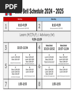 2024 2025 Bell Schedules | PDF