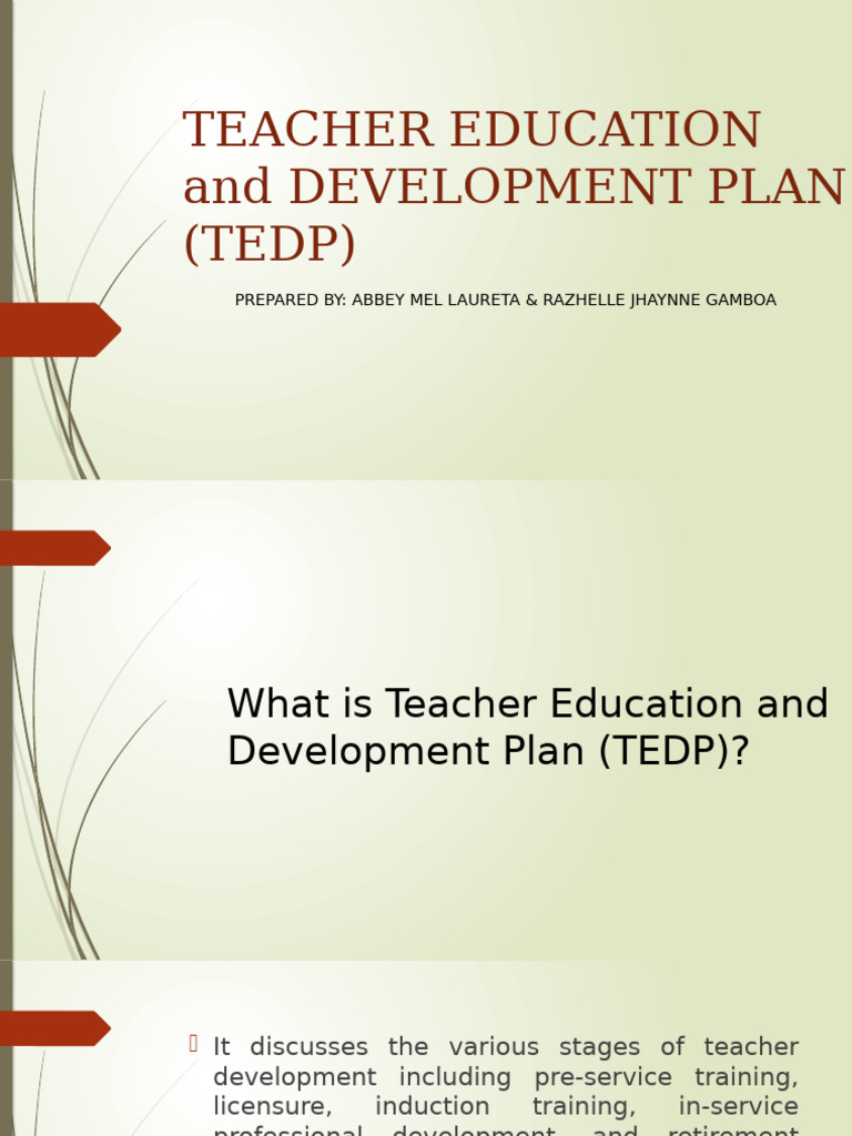 Teacher Education and Development Plan Tedp | PDF | Academic Degree | Teachers