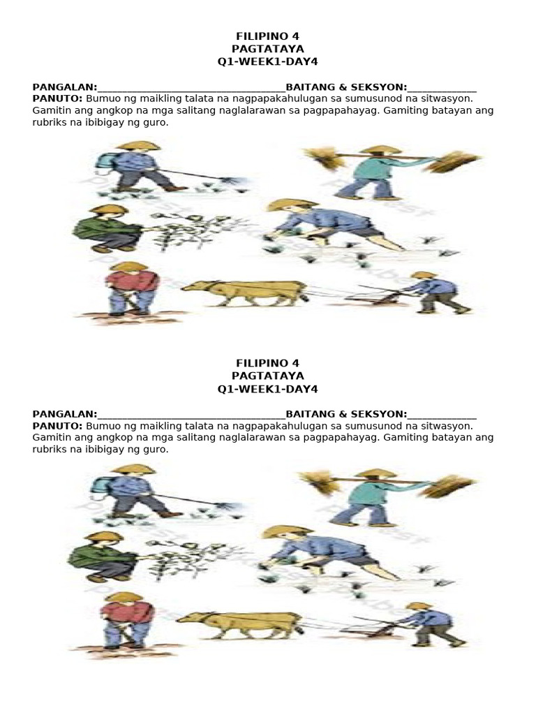 Answer Sheet Pagtataya 4 | PDF