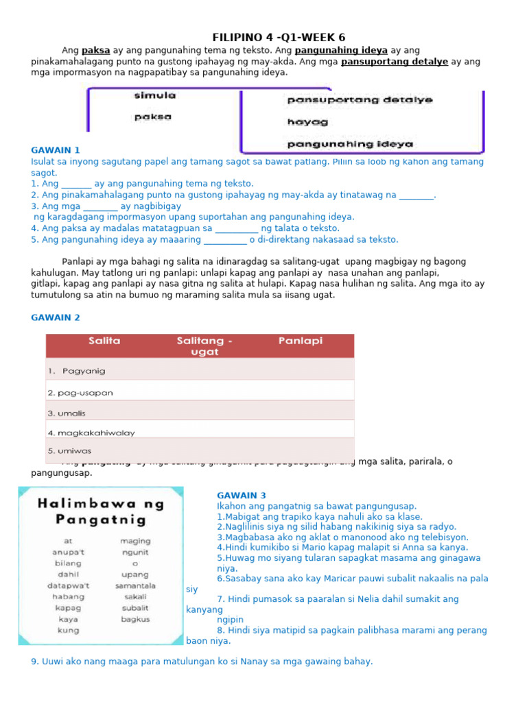 FILIPINO 4-Week 6-Q1 | PDF