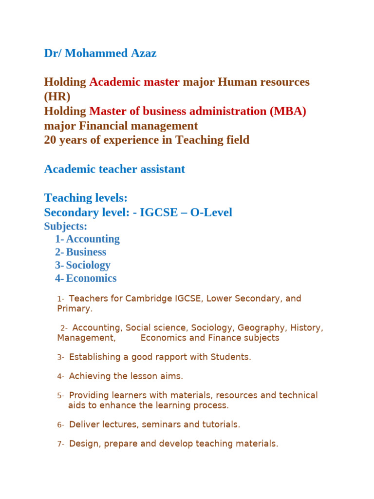 Mohd Azaz Teaching Advertisment | PDF | Business