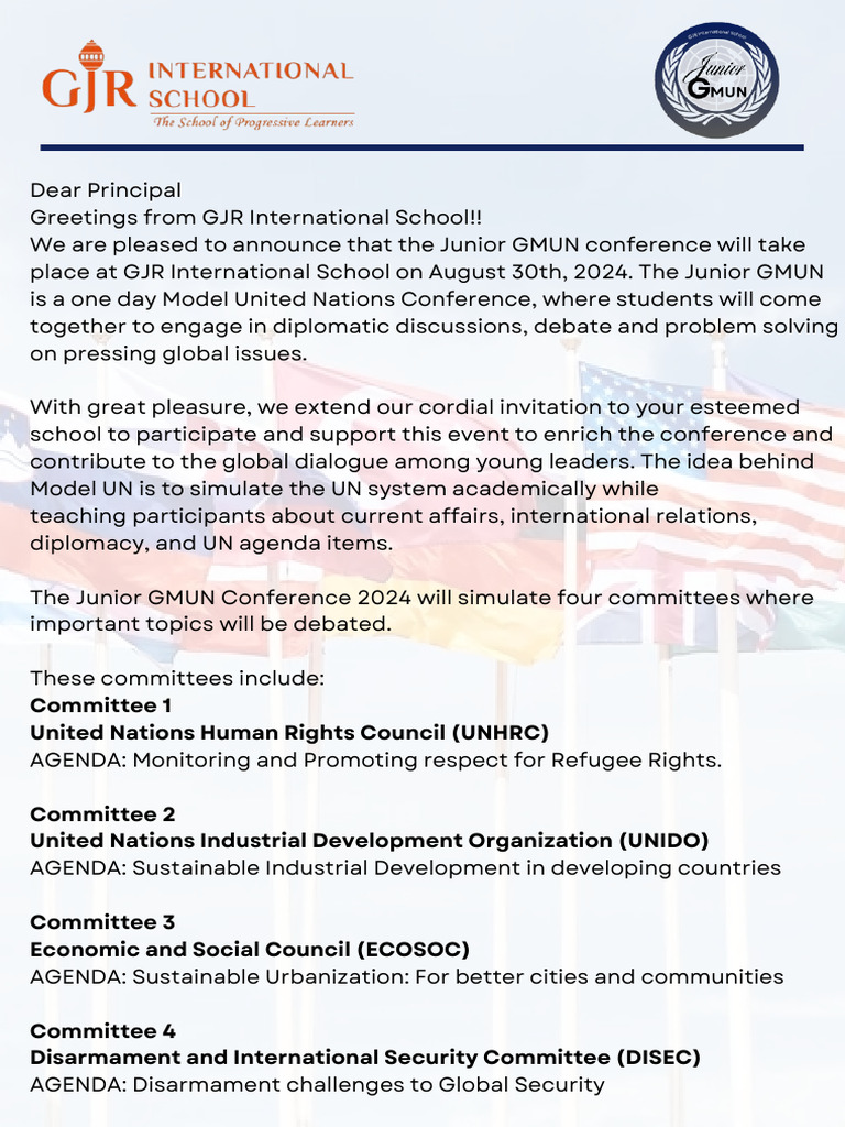 Junior GMUN 2024 at GJR School | PDF | United Nations | International ...