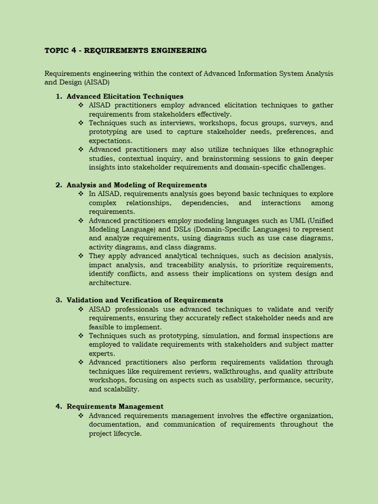 XISAD Topic4 Requirements Engineering | PDF | Agile Software Development | Systems Engineering