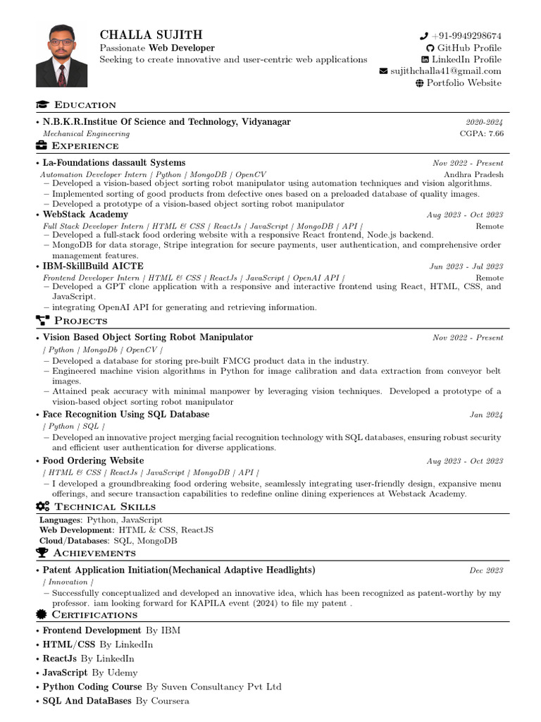 Sujith S Resume T | PDF | Databases | Java Script
