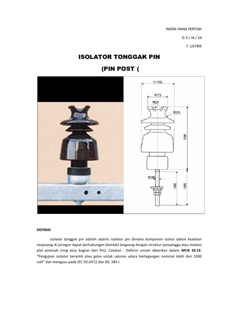 Isolator Tonggak Pin | PDF | Teknologi & Rekayasa