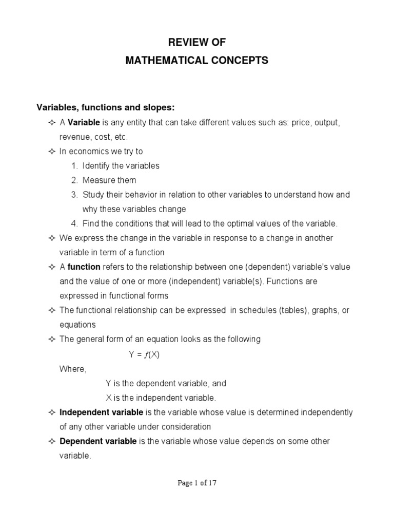 An In-Depth Review of Key Mathematical Concepts for Economic Analysis ...