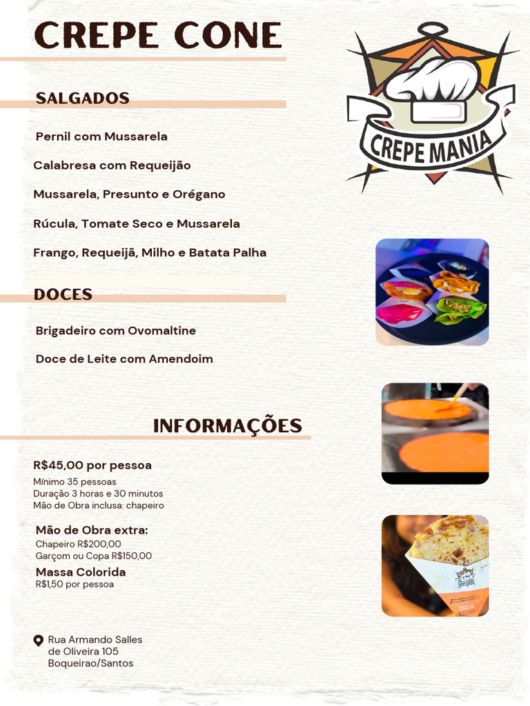 Crepe Cone: Opções e Preços | PDF