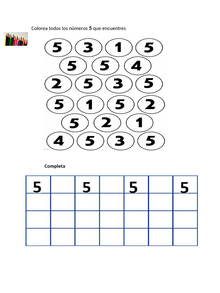 Colorea Todos Los Números 5 Que Encuentres | PDF