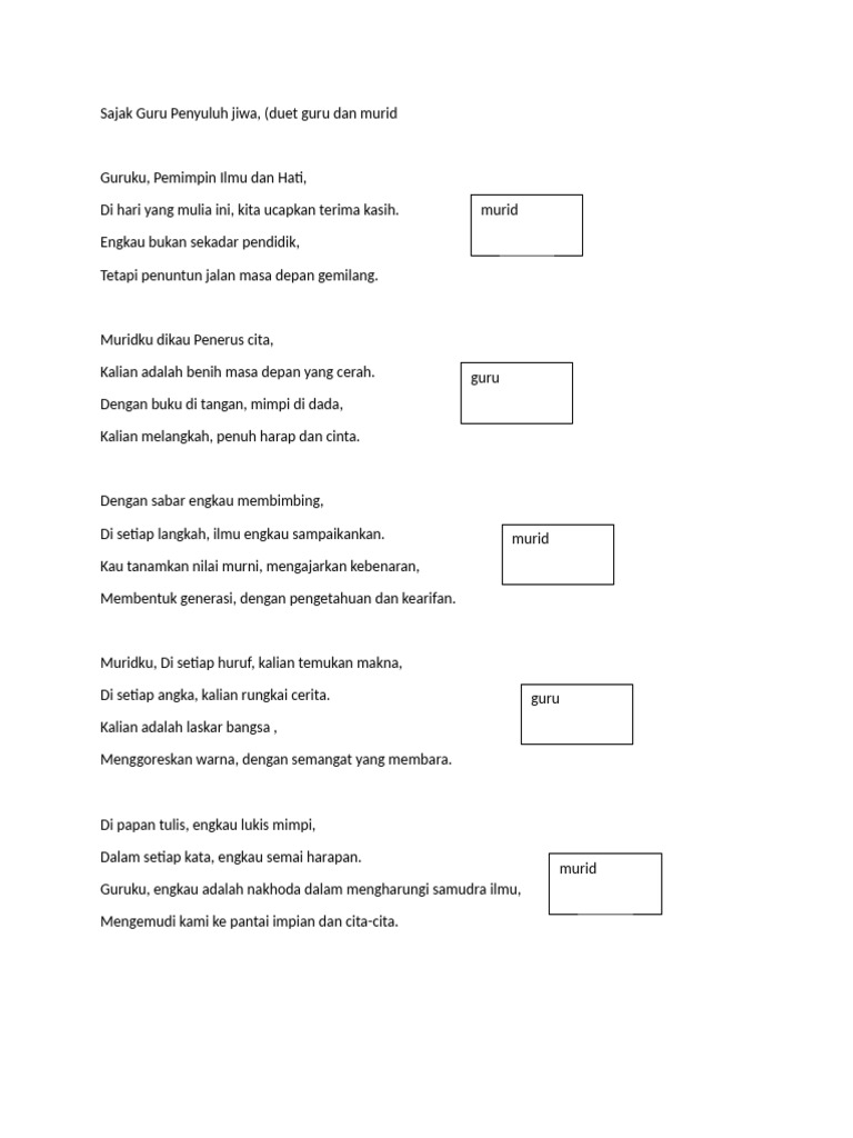 Sajak Guru Penyuluh Jiwa | PDF