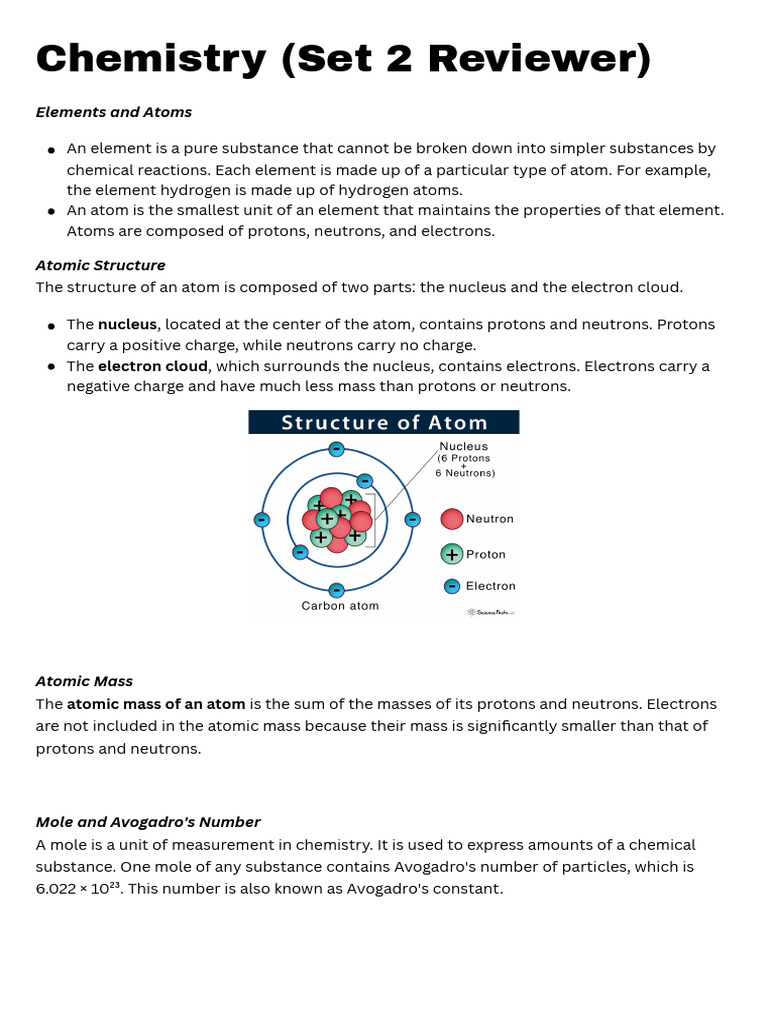 Chemistry Set 2 Reviewer | PDF | Ion | Atoms
