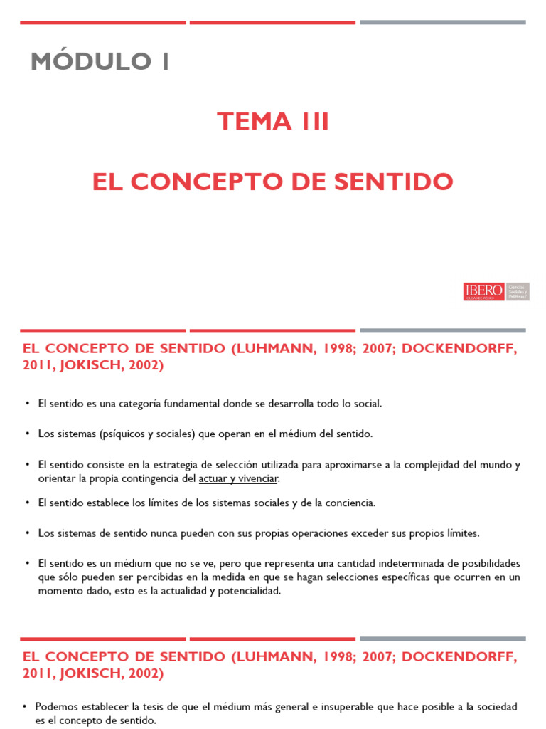 Módulo I. Tema 3 El concepto de Sentido en Luhmann (Arévalo, 2023) | PDF | Concepto | Yo