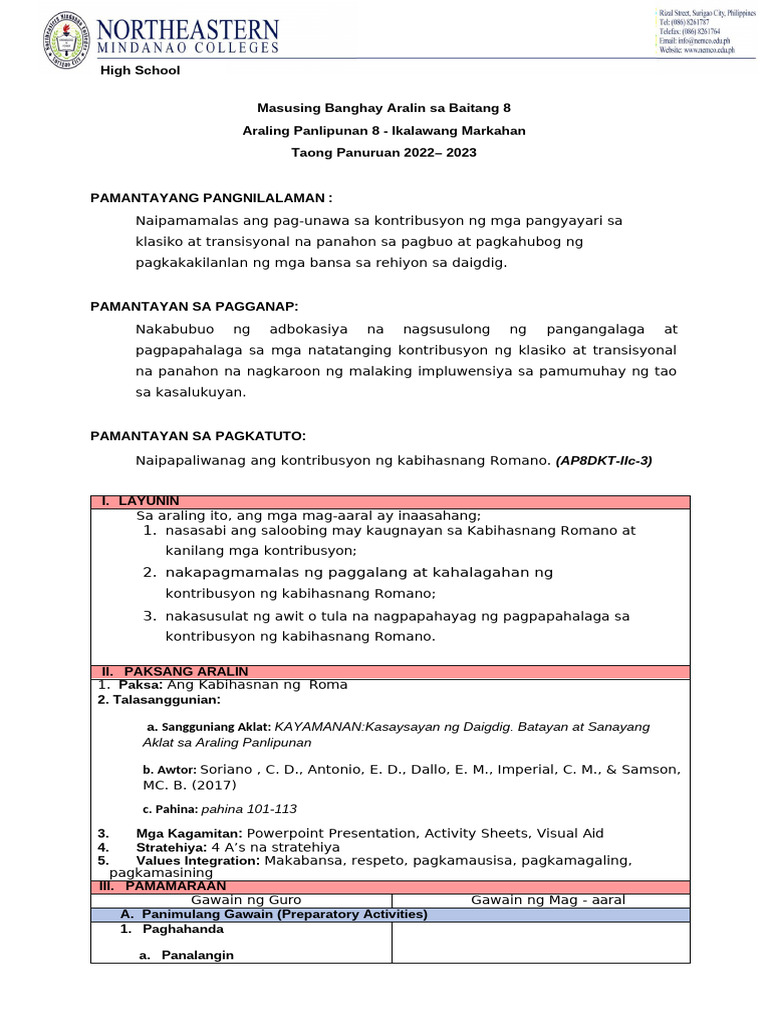 AP8 Lesson Plan 4 As | PDF