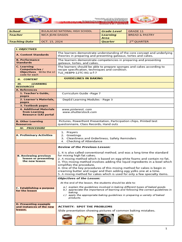 DLP GUIDLINES IN BAKING | PDF | Cakes | Baking
