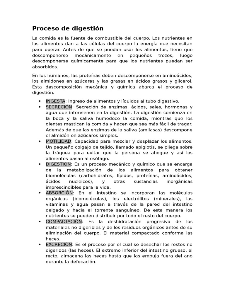 Proceso de Digestión Humana Explicado | PDF | Salud y bienestar ...