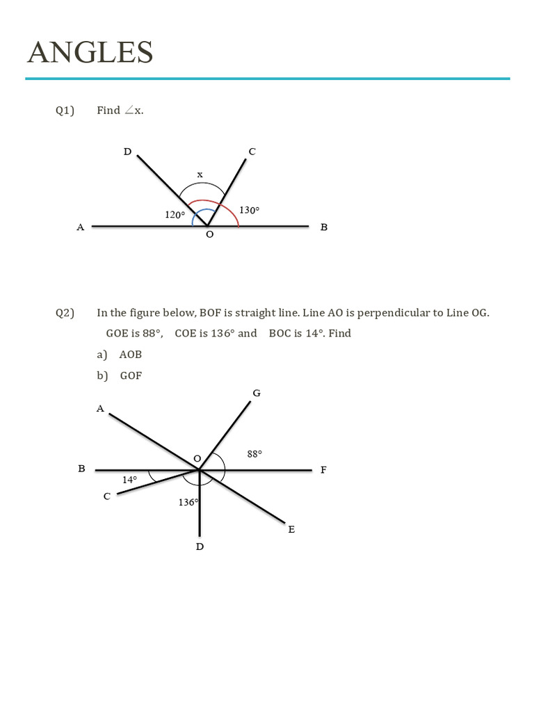 Angles Practice 1 Primary | PDF