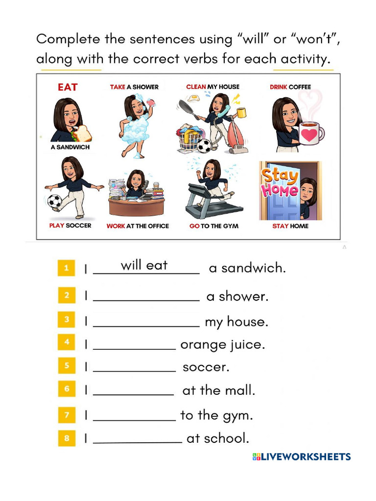 Worksheet Will and Wont Week 2 | PDF