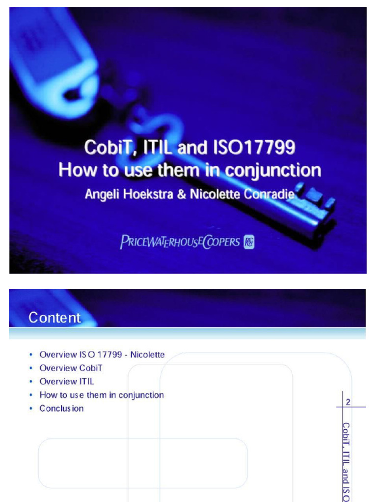 Price - COBIT - ITIL - ISO 17799 | PDF