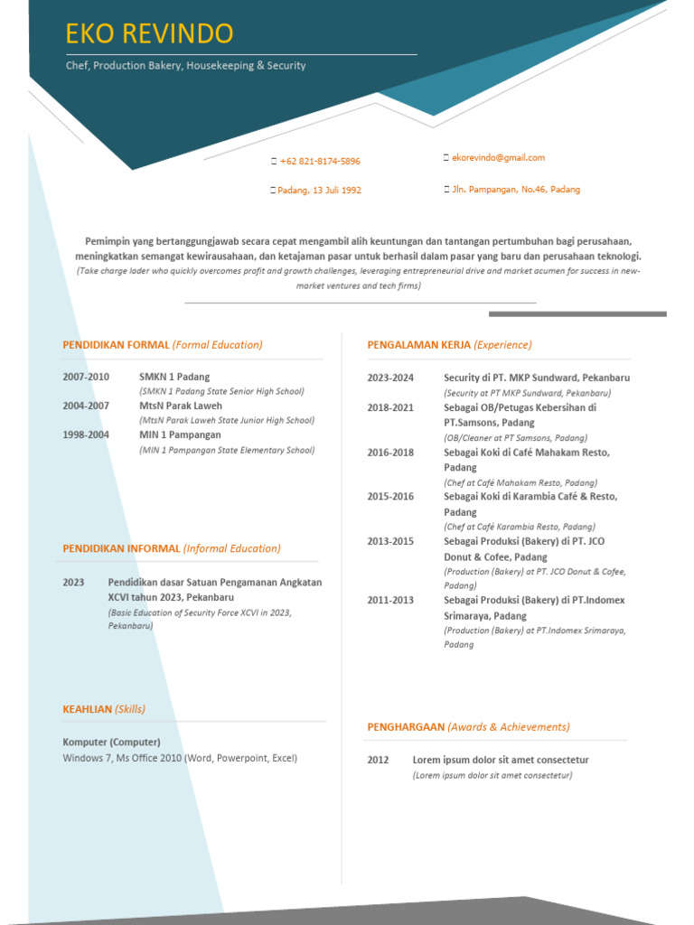 CV Eko Revindo | PDF