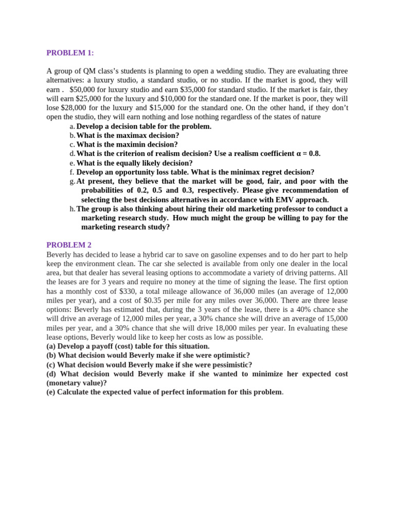 Practice - Decision Analysis | PDF | Applied Mathematics | Economics Of Uncertainty