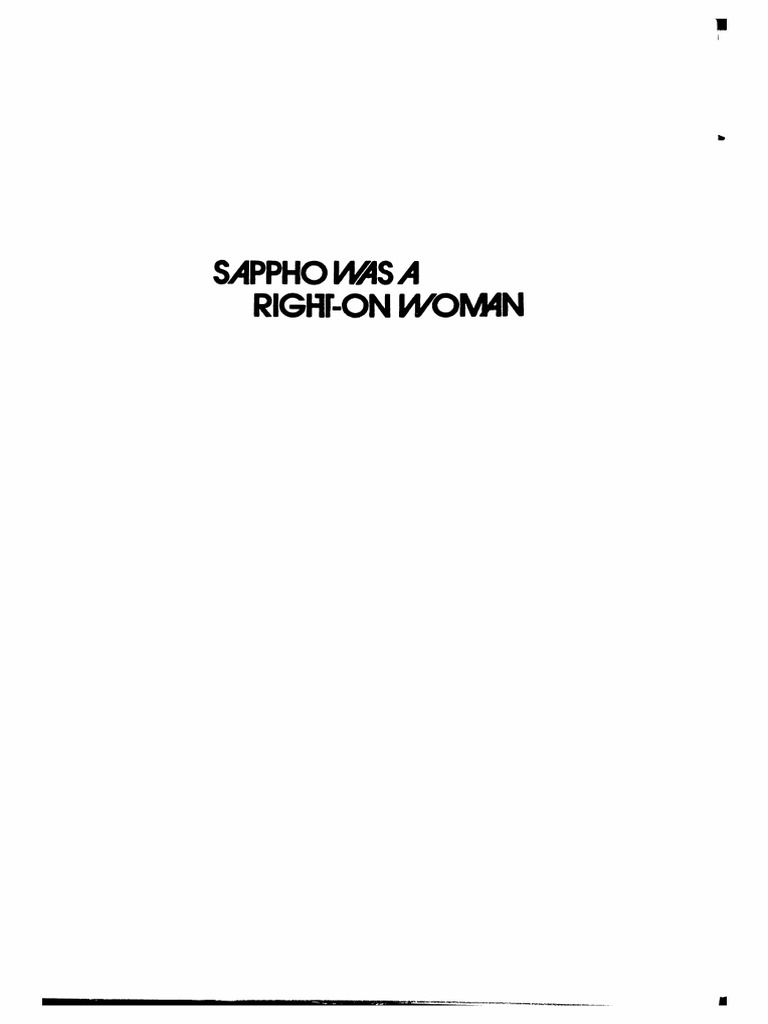 Sappho Was A Right-On Woman A Liberated View of Lesbianism (Sidney Abbott, Barbara Love) (Z ...