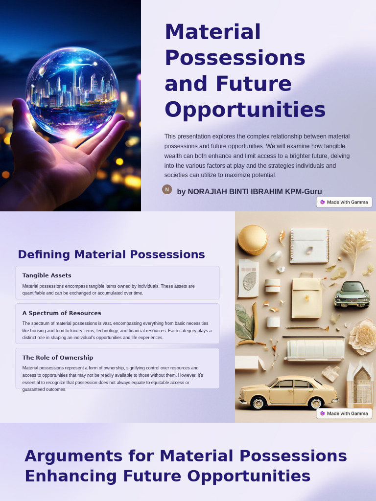 Material Possessions and Future Opportunities | PDF | Economic ...
