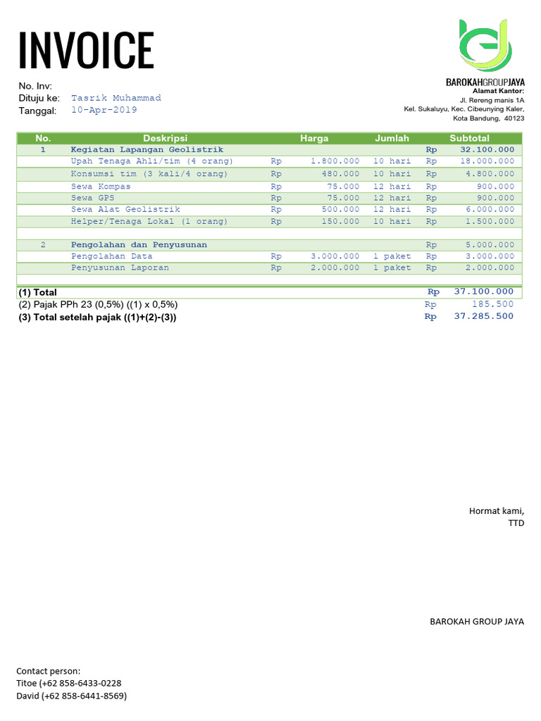 INVOICE Gogo 04052019 | PDF